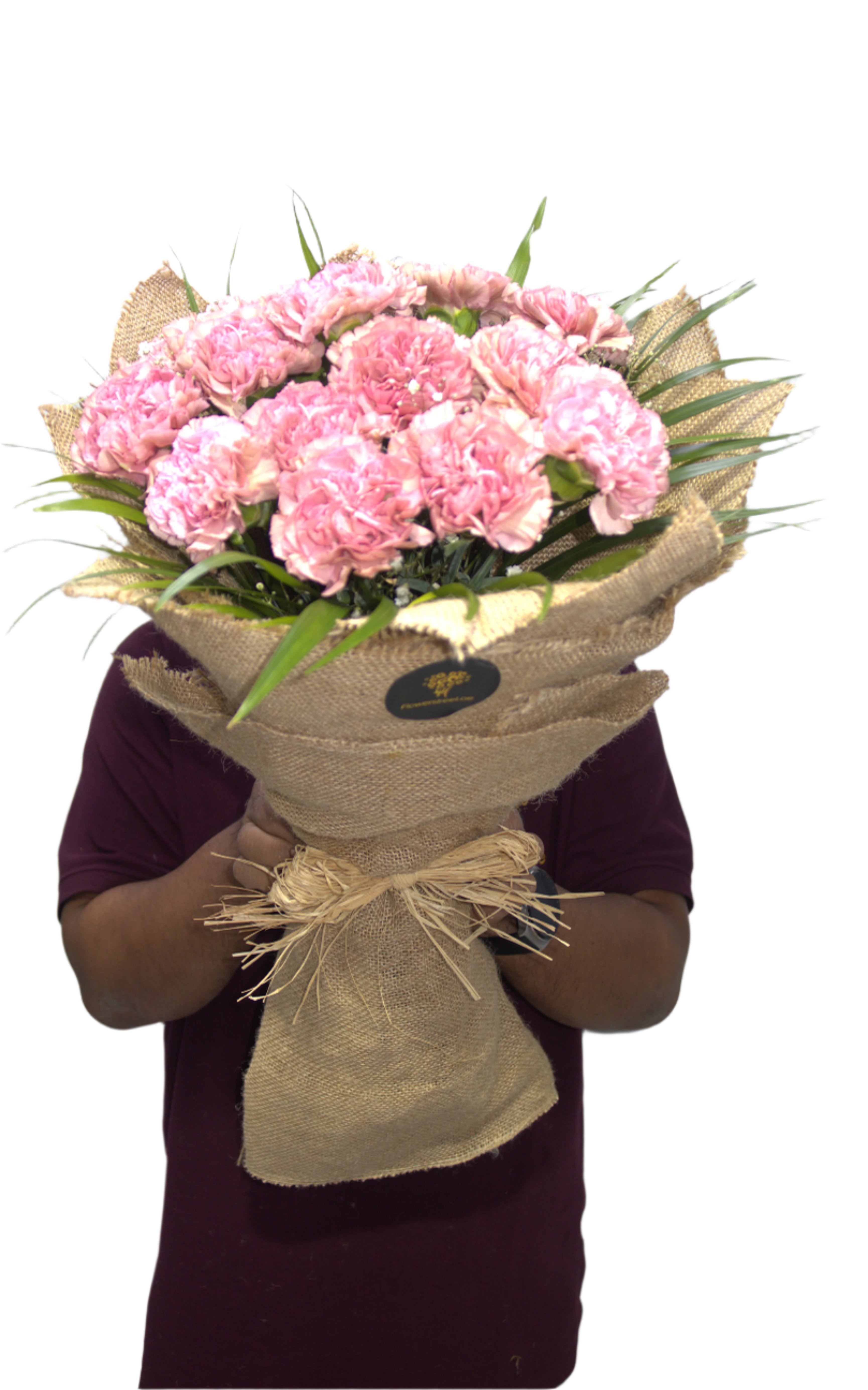 Pink Carnations in Jute Wrapping for Rustic and Elegant Flower Delivery ...